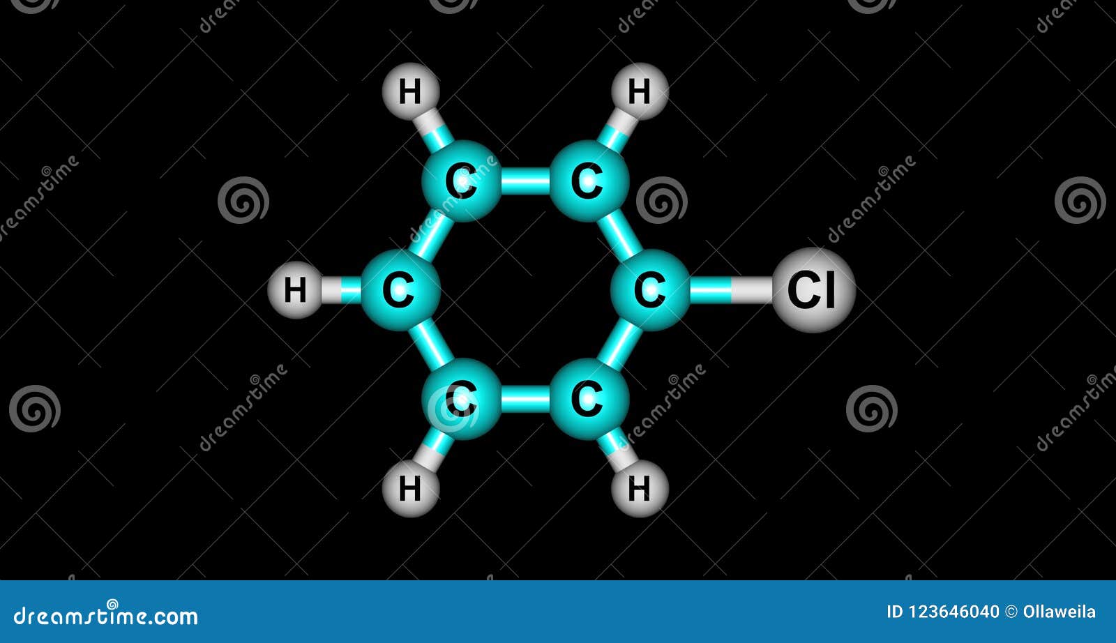 Chlorobenzene Molecular Structure Isolated on Black Stock Illustration ...