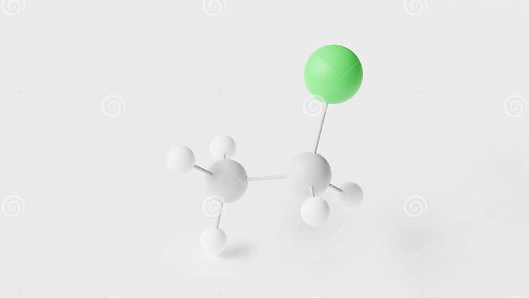 Chloroethane Molecule 3d, Molecular Structure, Ball and Stick Model ...