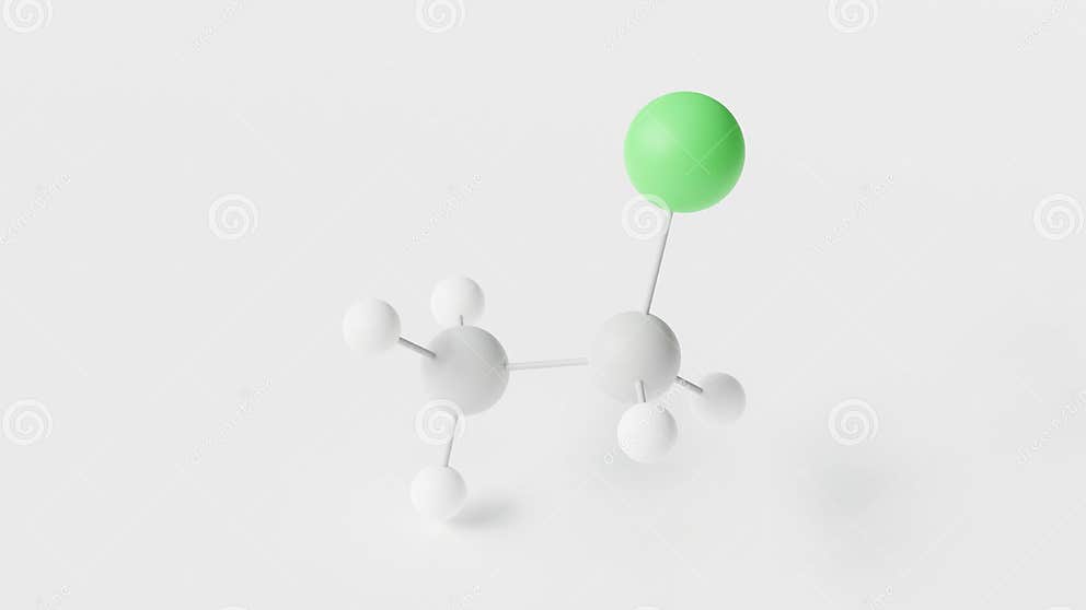 Chloroethane Molecule 3d, Molecular Structure, Ball and Stick Model ...