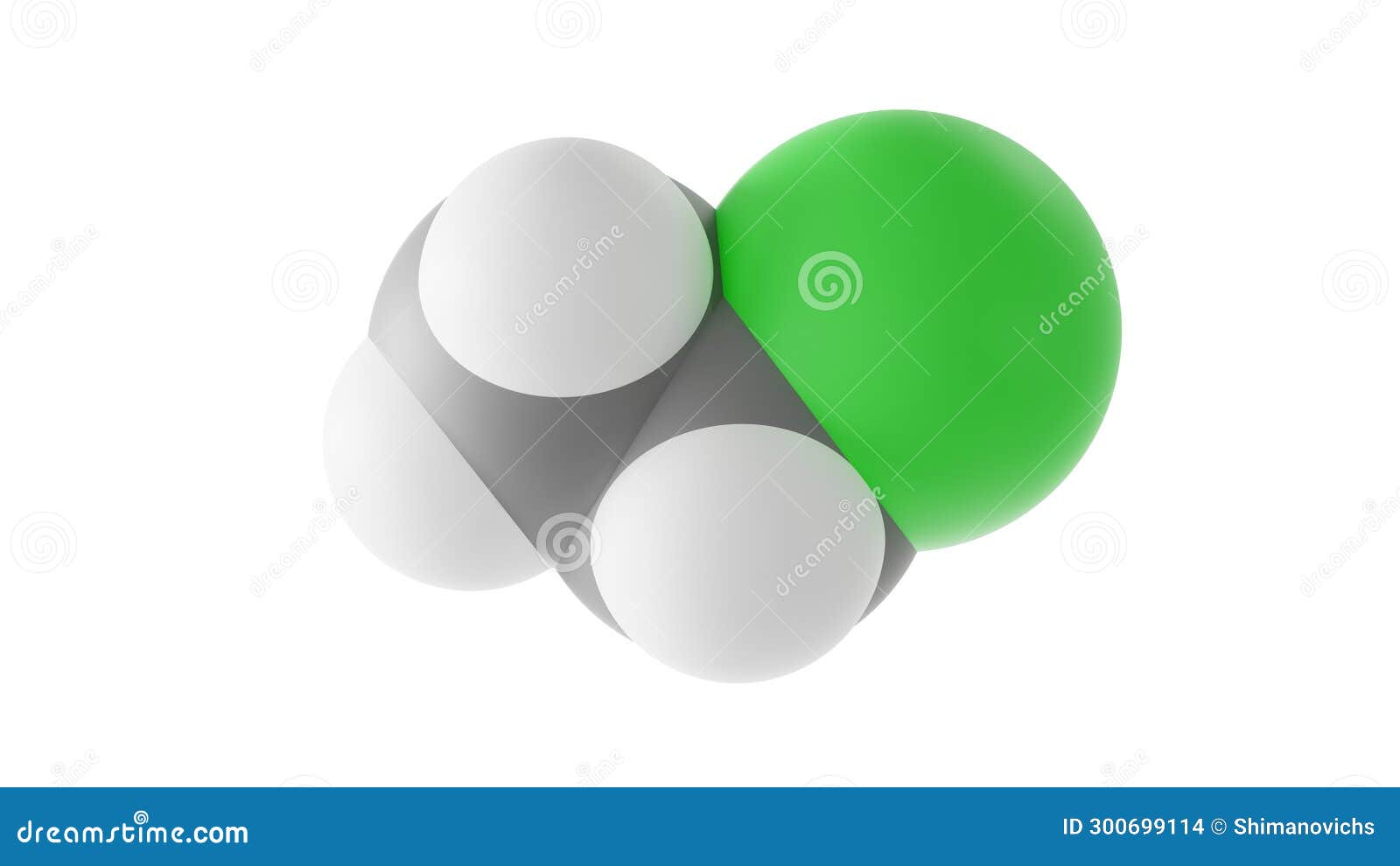 Chloroethane Molecule 3d, Molecular Structure, Ball And Stick Model ...