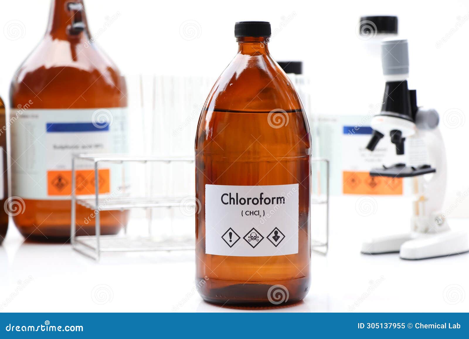 Chloroform In Bottle , Chemical In The Laboratory And Industry Stock ...
