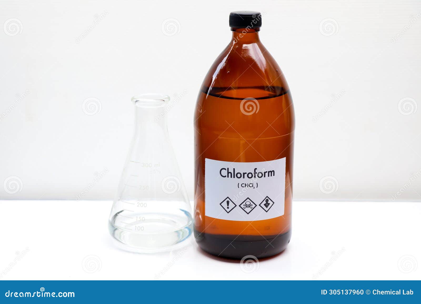 Chloroform In Bottle , Chemical In The Laboratory And Industry Stock ...