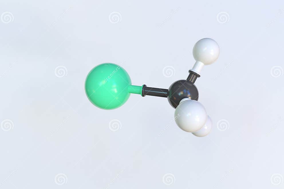 Chloromethane Molecule Made with Balls, Scientific Molecular Model. 3D ...