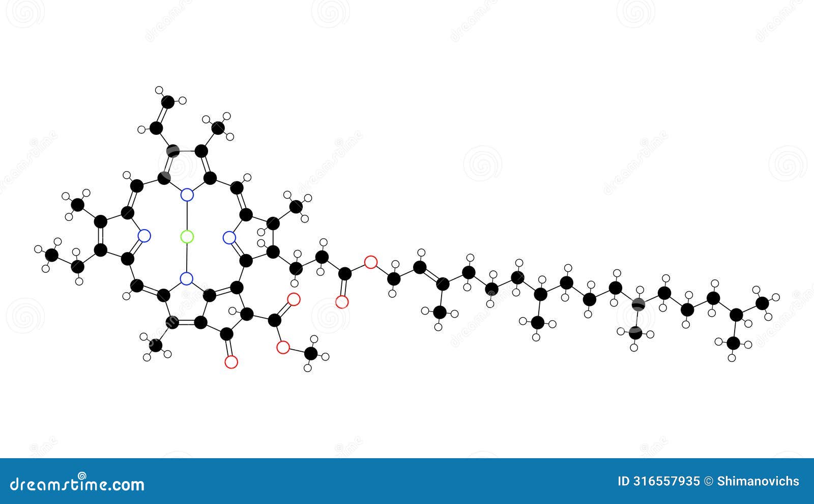 Chlorophyll a Molecule, Structural Chemical Formula, Ball-and-stick ...