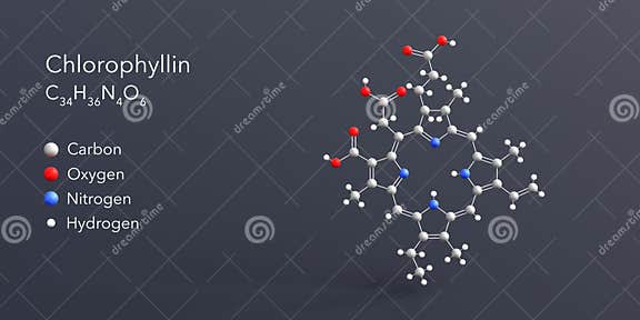 Chlorophyllin Molecule 3d Rendering, Flat Molecular Structure with ...