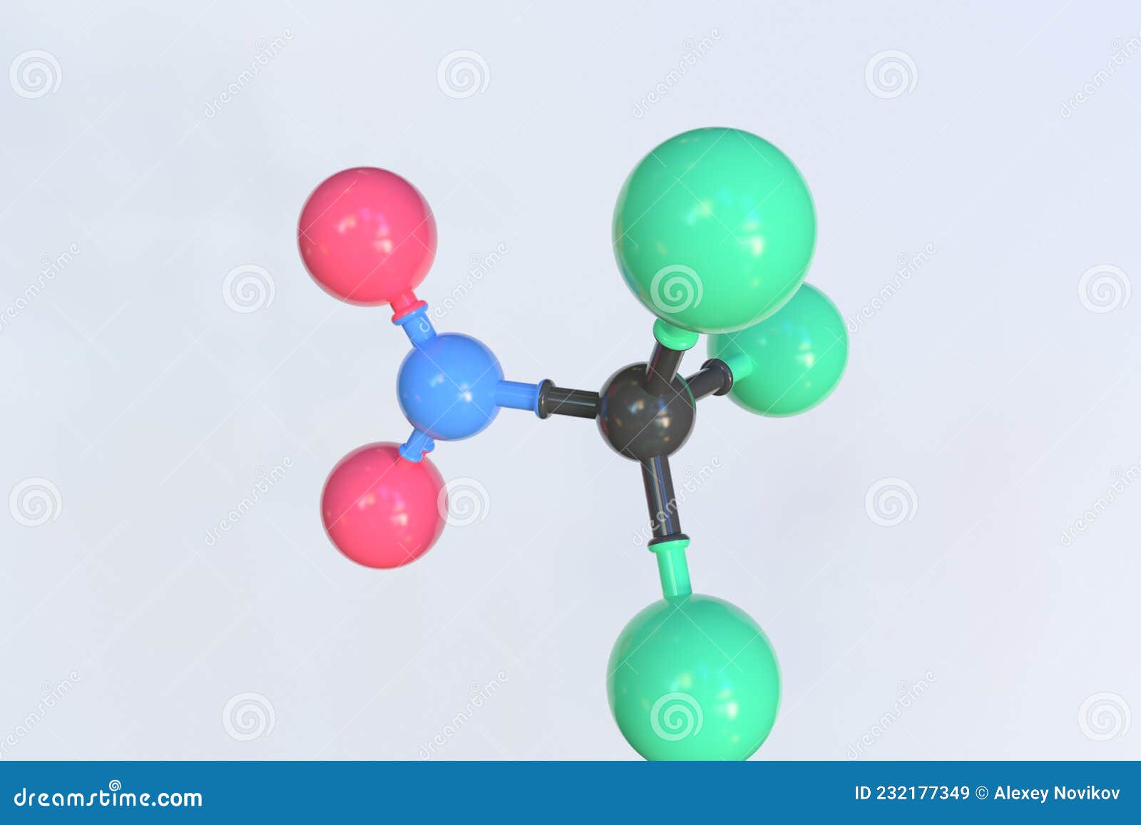 Chloropicrin Molecule, Isolated Molecular Model. 3D Rendering Stock ...
