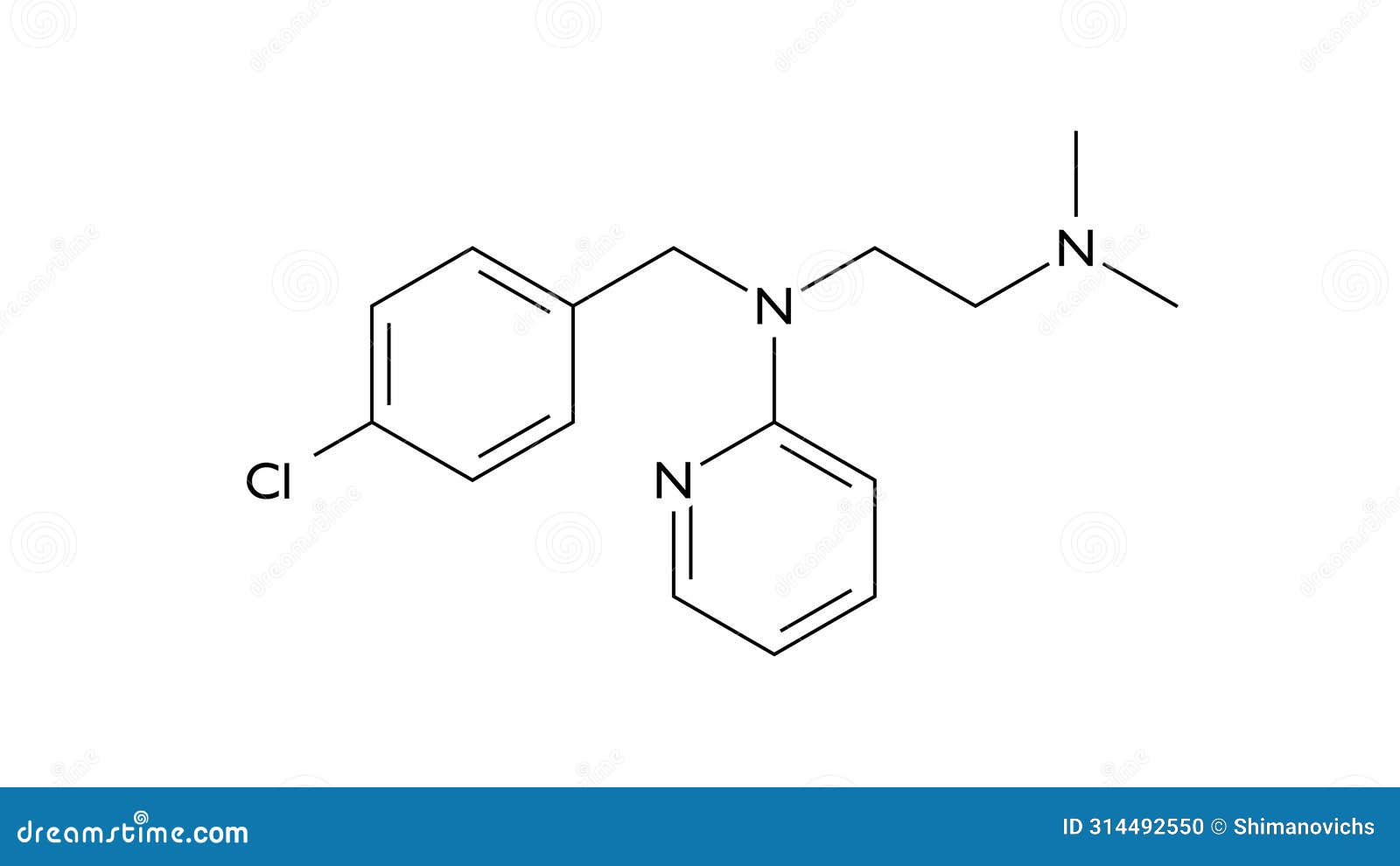 Chloropyramine Molecule, Structural Chemical Formula, Ball-and-stick ...