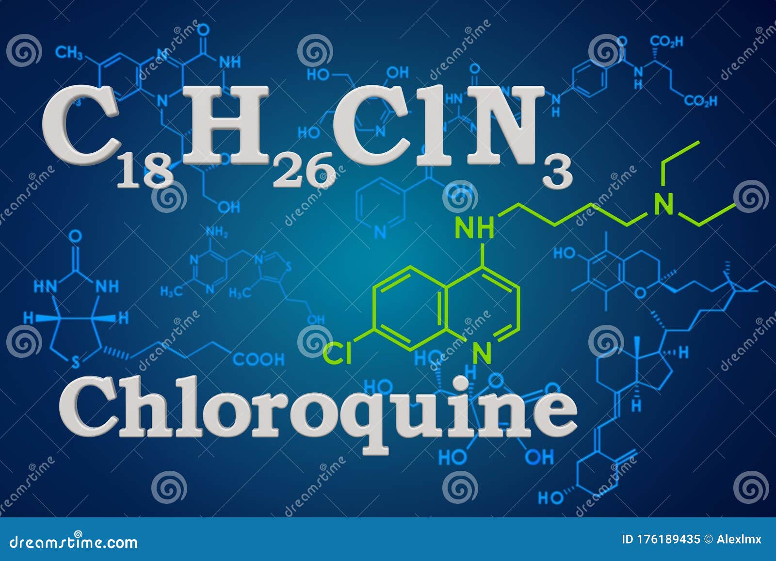 Chloroquine. Chemical Formula, Molecular Structure. 3D Rendering Stock ...
