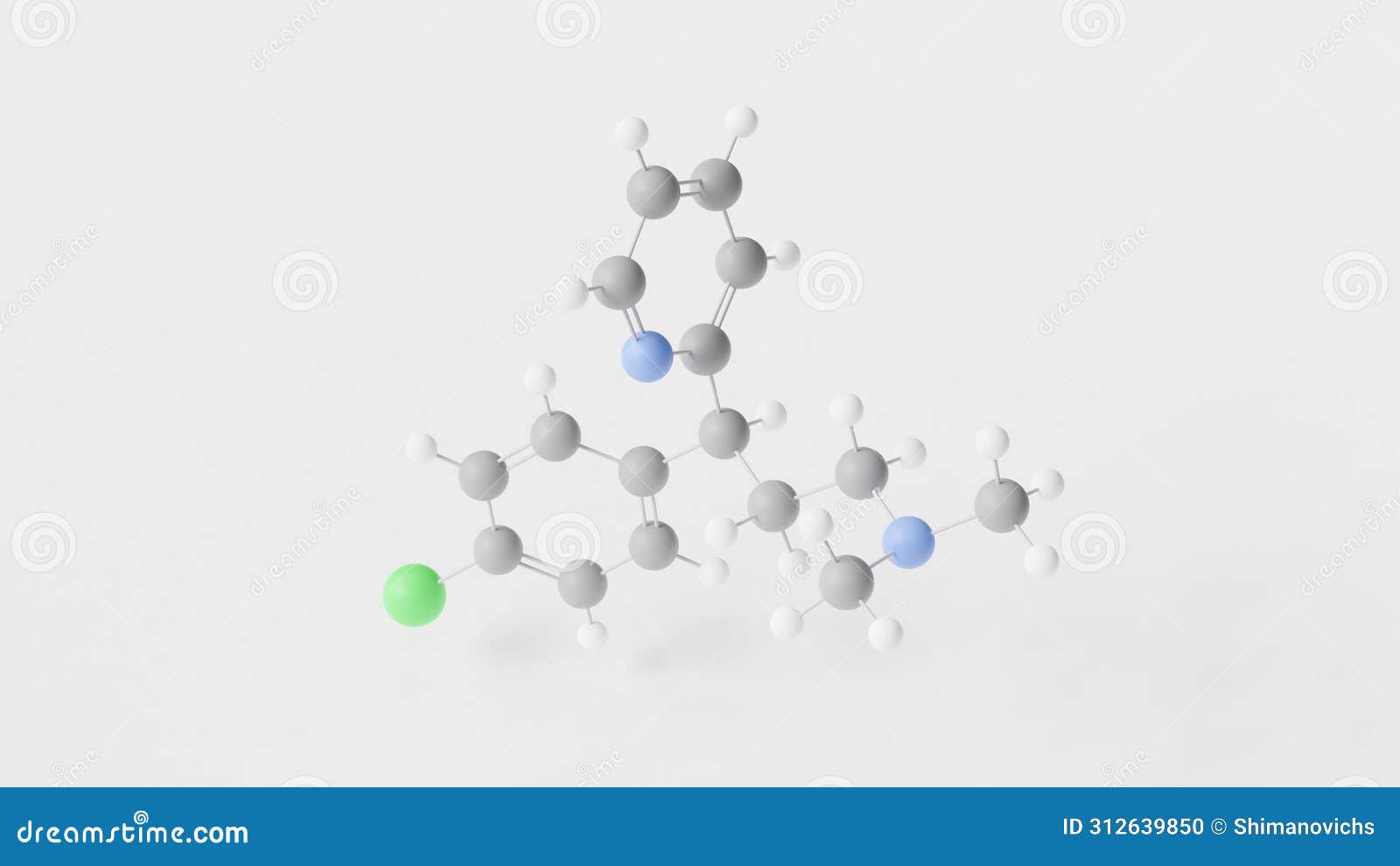 Chlorphenamine Molecule 3d, Molecular Structure, Ball and Stick Model ...