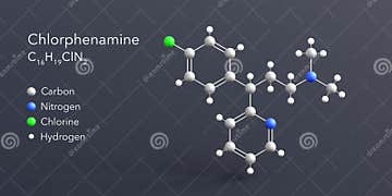 Chlorphenamine Molecule 3d Rendering, Flat Molecular Structure with ...