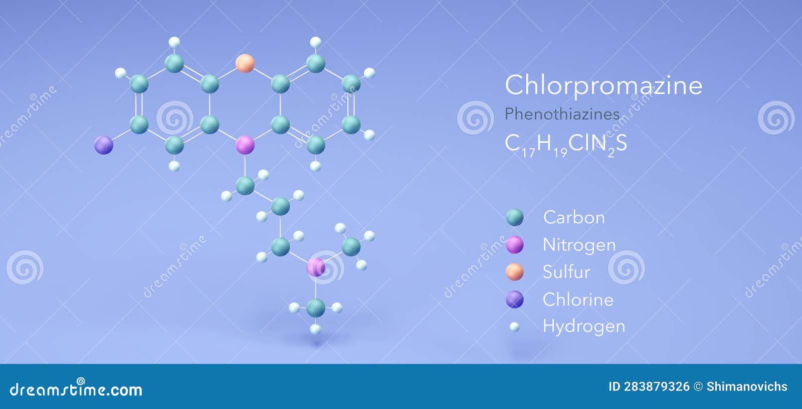 Chlorpromazine Molecule, Molecular Structures, Phenothiazines, 3d Model ...