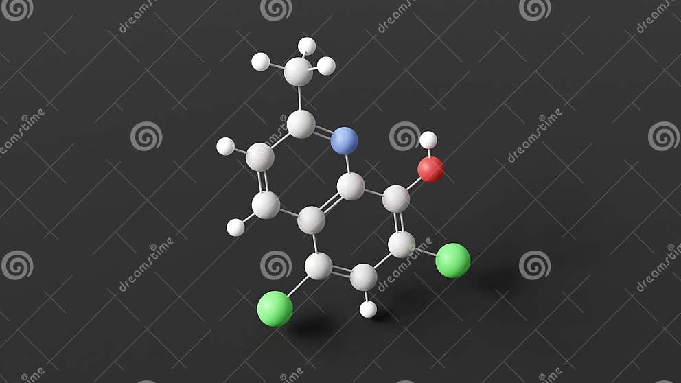 Chlorquinaldol Molecule, Molecular Structure, Antimicrobial, Ball and ...