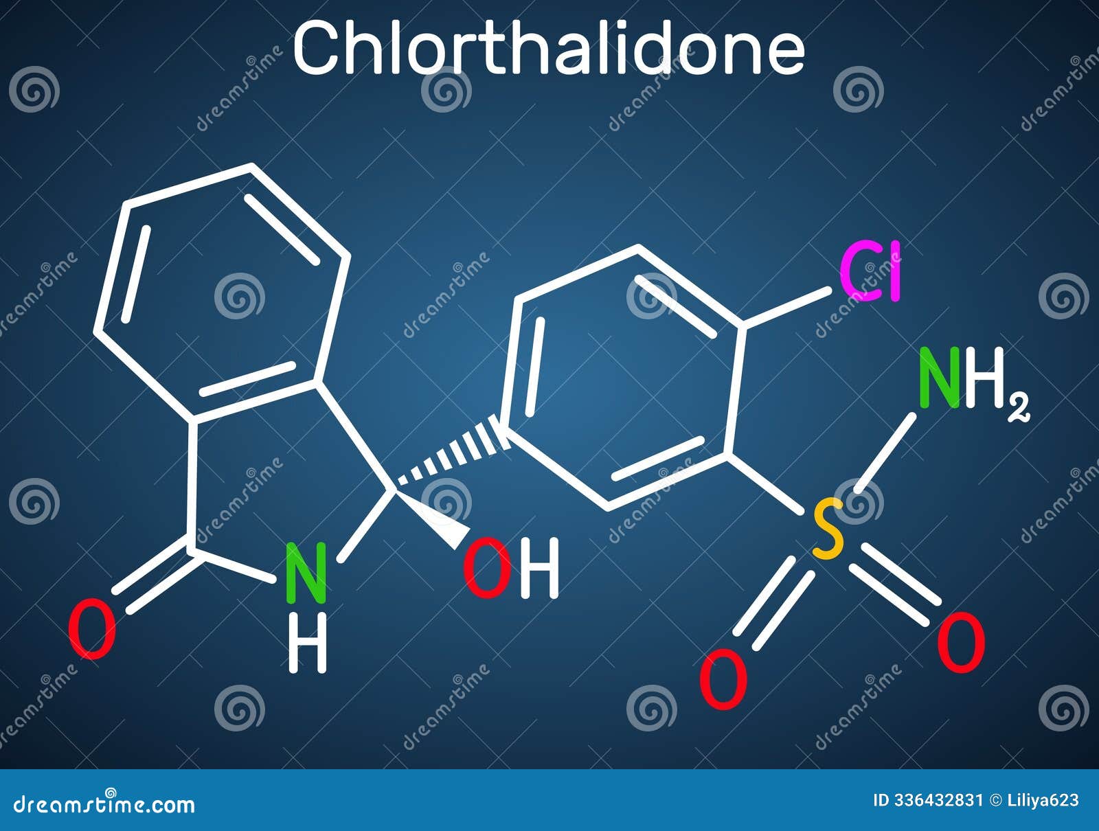 Chlorthalidone Molecule. It Is Diuretic Drug. Structural Chemical ...