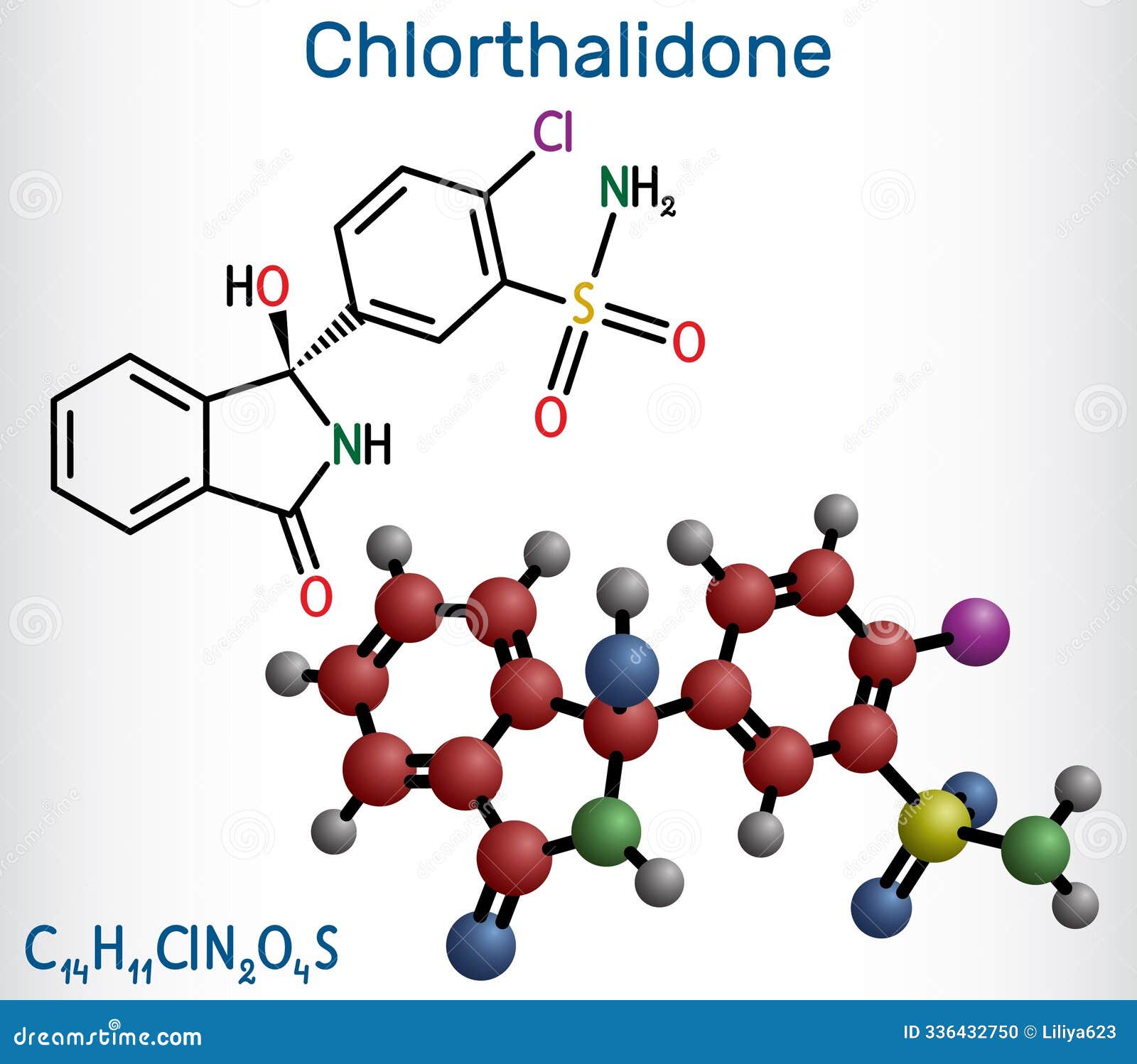 Chlorthalidone Molecule. It Is Diuretic Drug. Structural Chemical ...