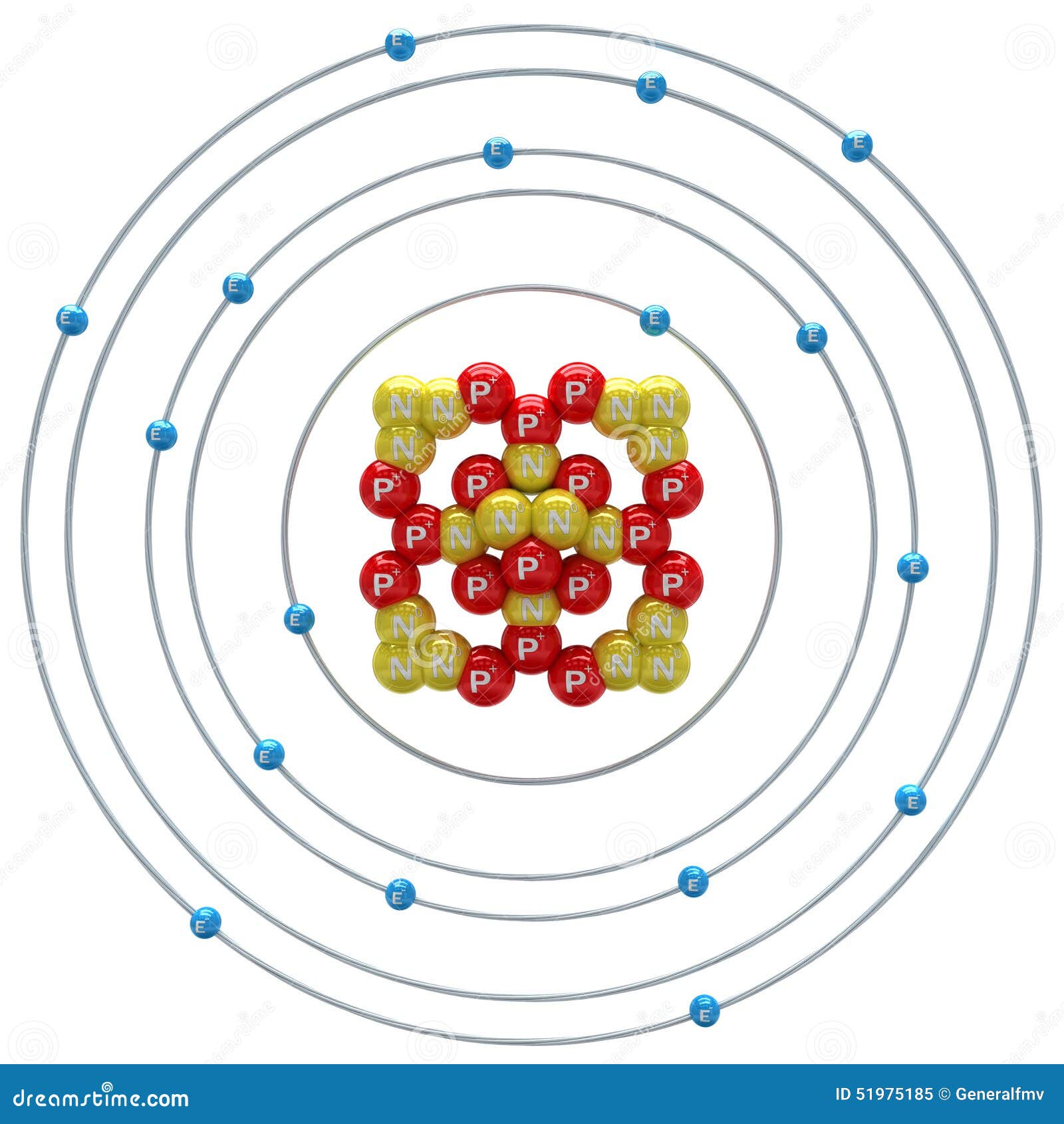 Chlorum Atom on a White Background Stock Illustration - Illustration of ...