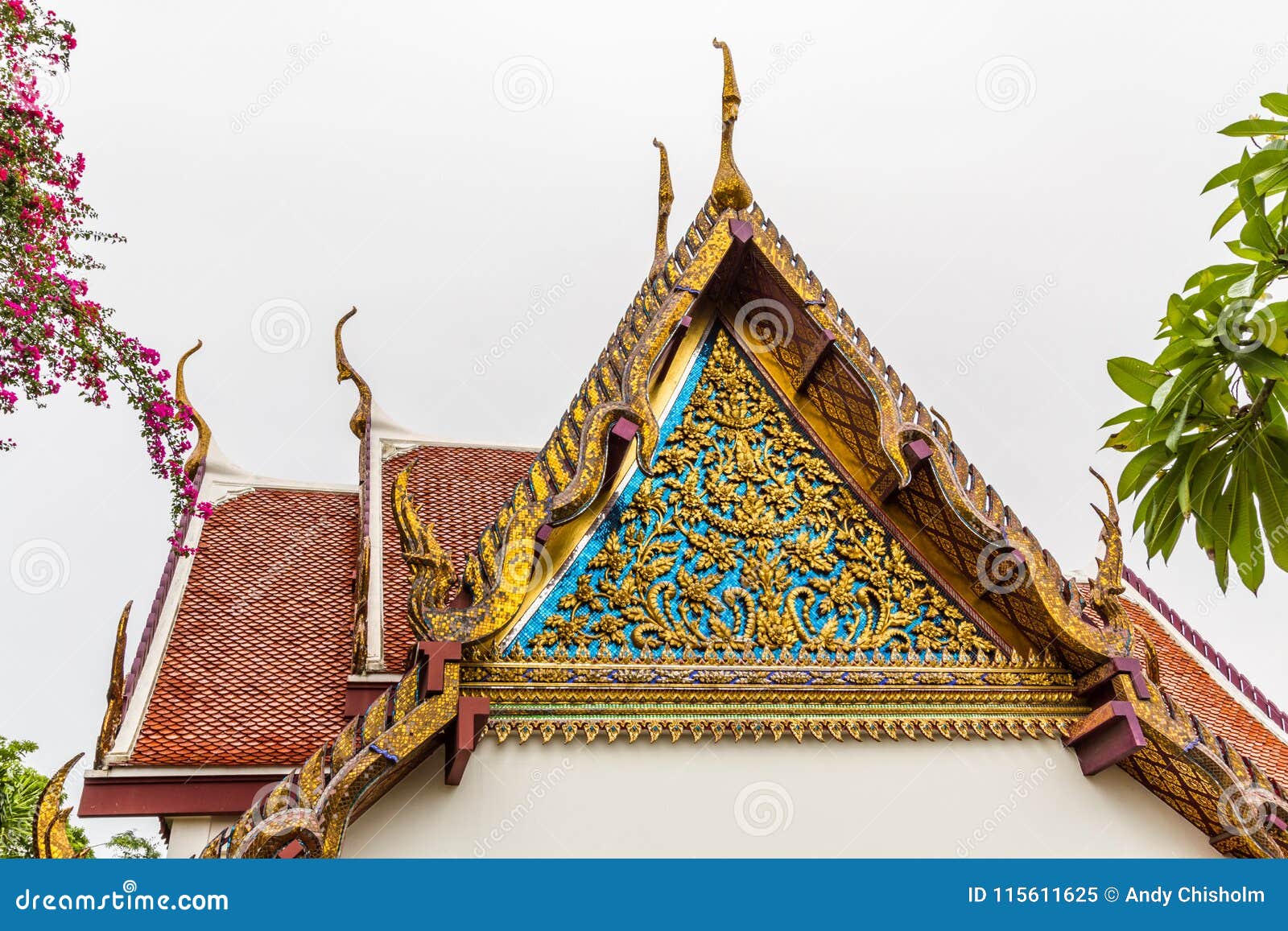 Roof with Cho Fa Finials on Buddhist Temple. Stock Image - Image of ...