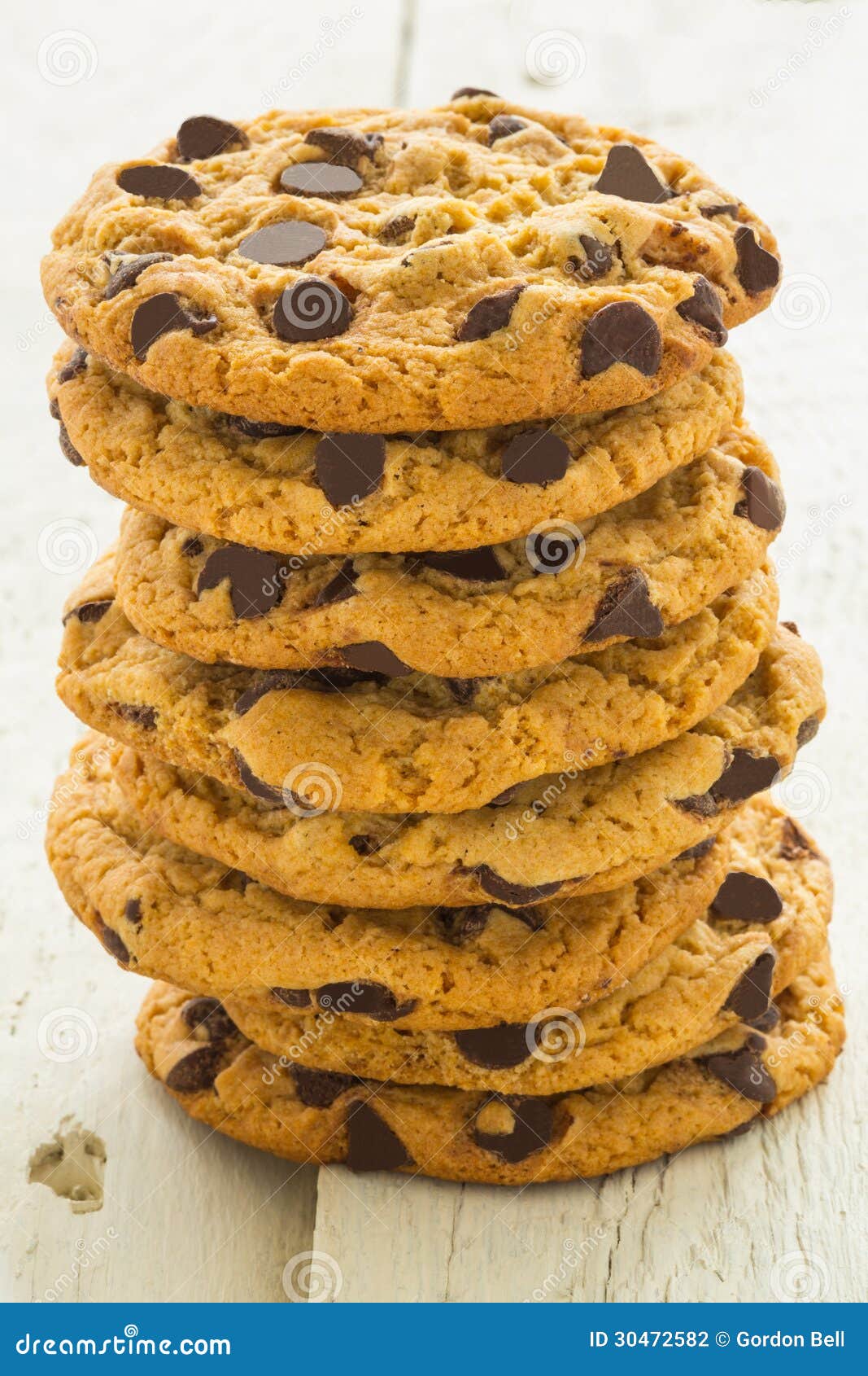Choc chip cookies tower stock photo. Image of biscuit - 30472582
