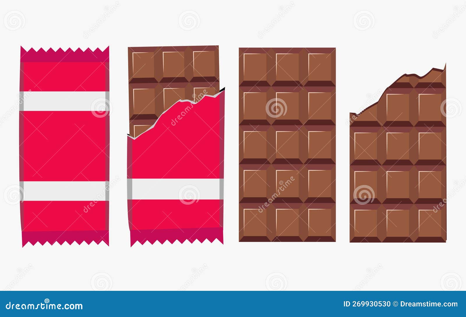 Chocolate Bar with Package and Half Eaten Chocolate Pieces. Milk ...