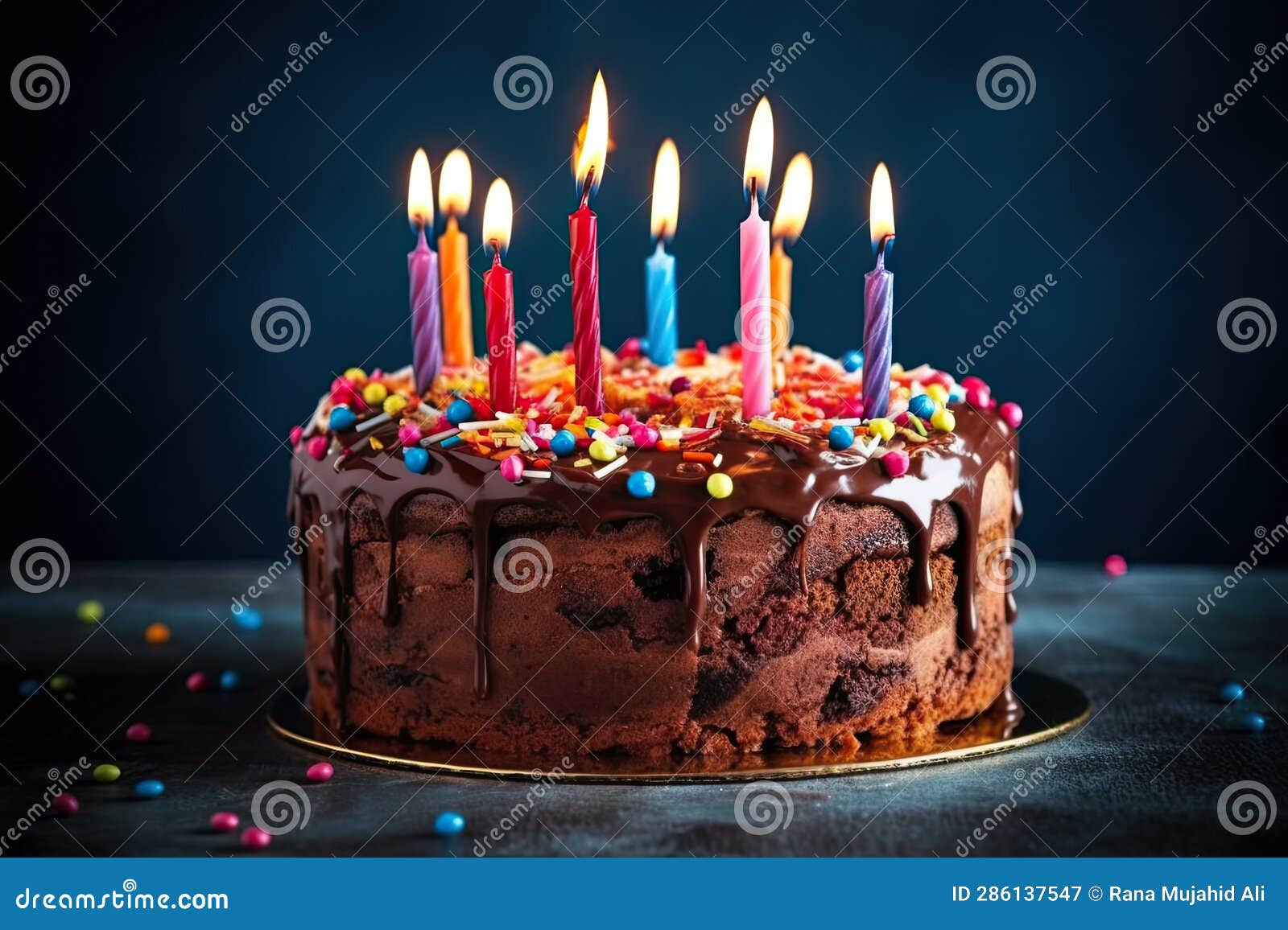 Chocholate Dripping Happy Birthday Cake, Generative AI Stock ...