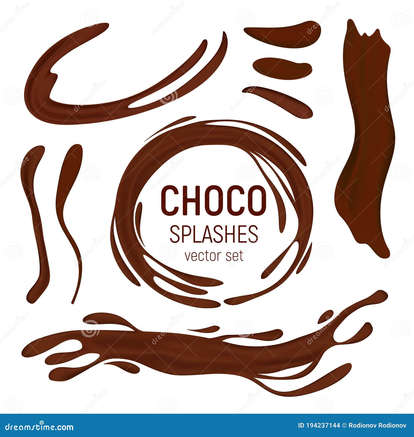 Choco or Coffee Drips and Splashes Vector Set. 3D Realistic ...