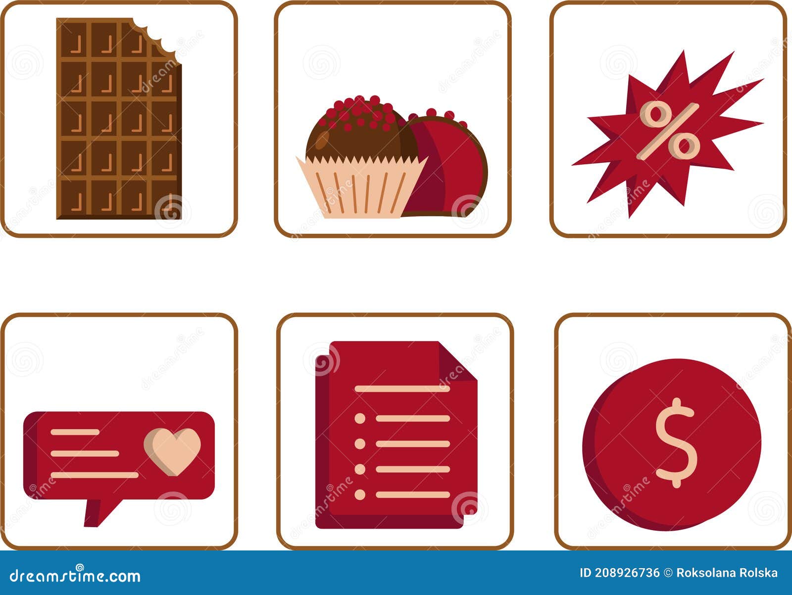 Flat Icon Set. Chocolate Bar Candie. Sweet Business Highlights Stock ...
