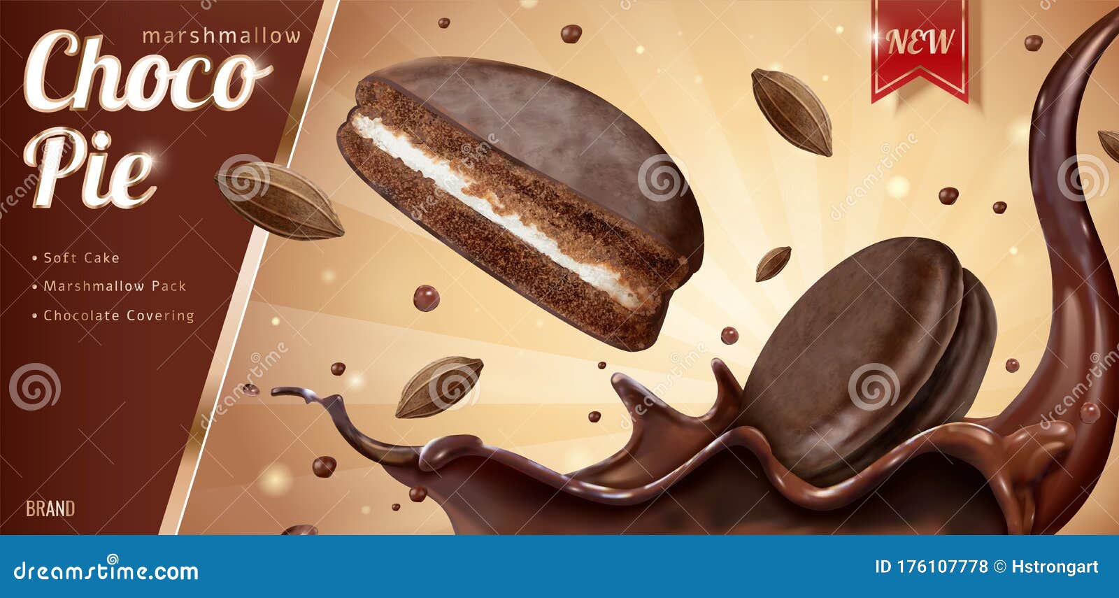Choco pie ads stock vector. Illustration of product - 176107778