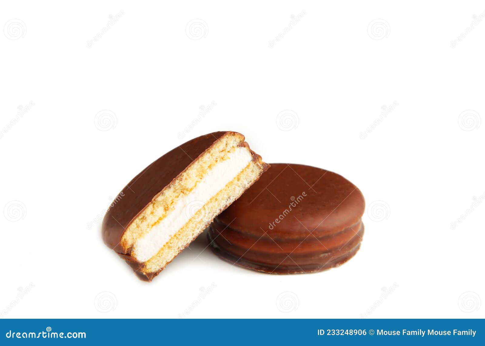 Choco Pie Chocolate Coated Snacks Isolated on White Background Stock ...