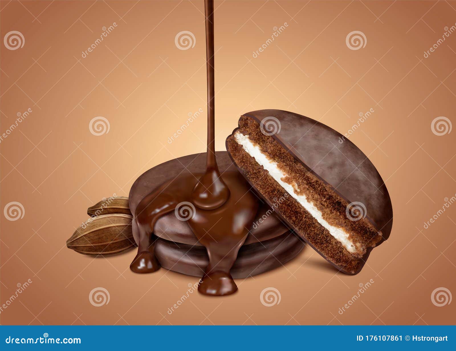 Choco Pie Ads With Dripping Syrup Vector Illustration | CartoonDealer.com #176107838