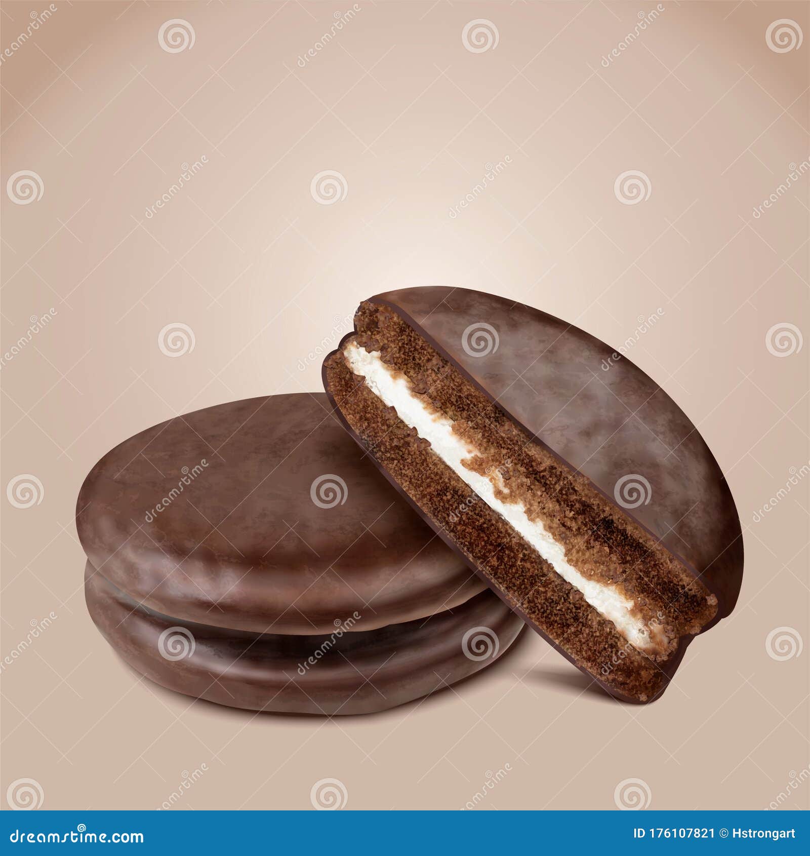 Choco Pie with Half Section Stock Vector - Illustration of marshmallow ...