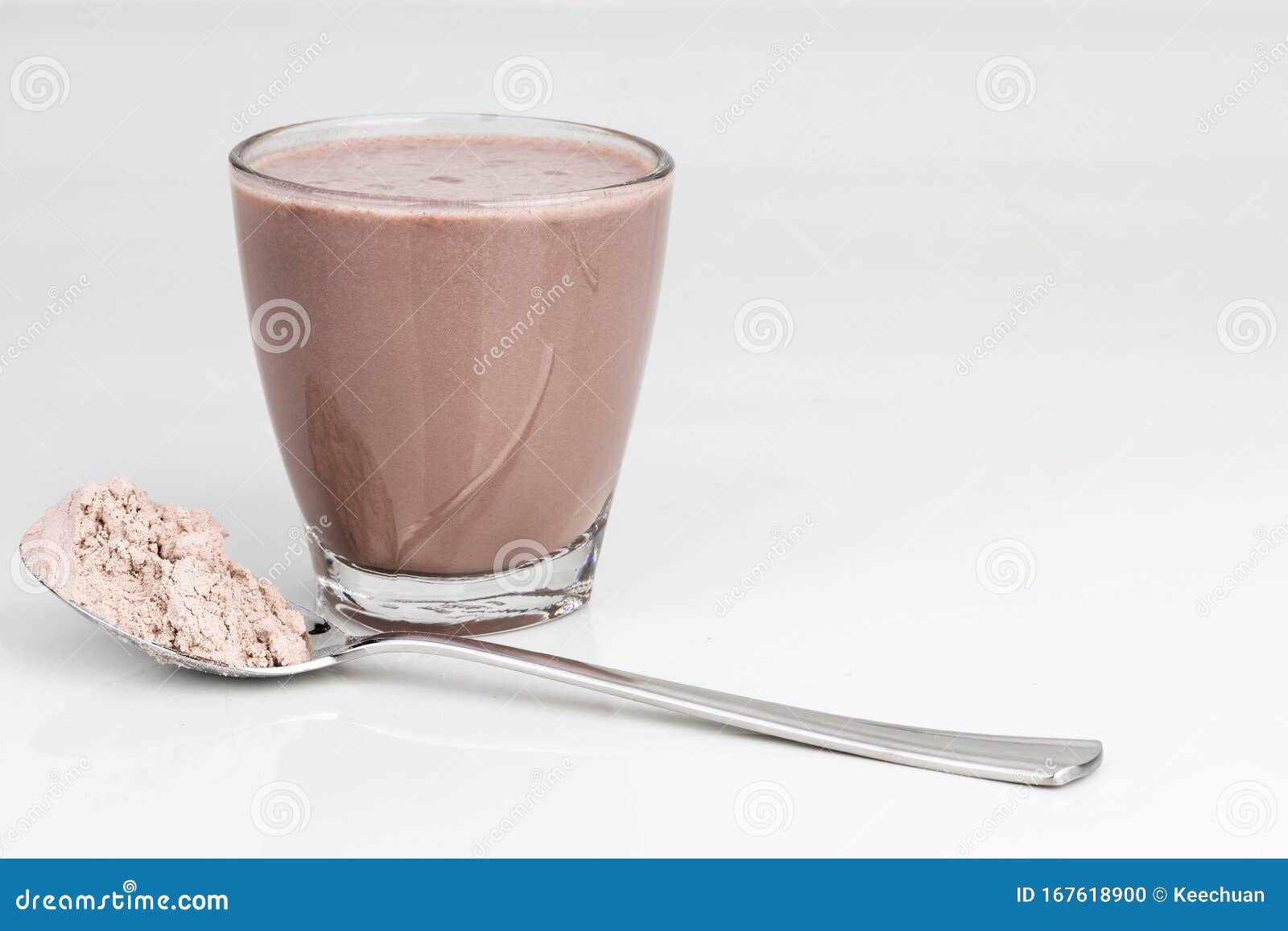 Chocoate Flavored Protein Drinks in Glass with Protein Powder Scope ...