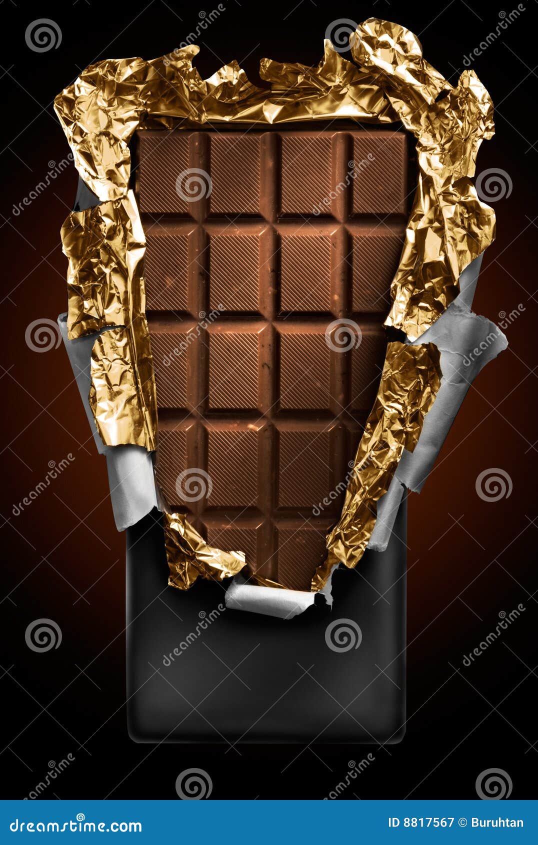 Chocolade in Staaf Met Open Dekking Stock Afbeelding - Image of envelop ...