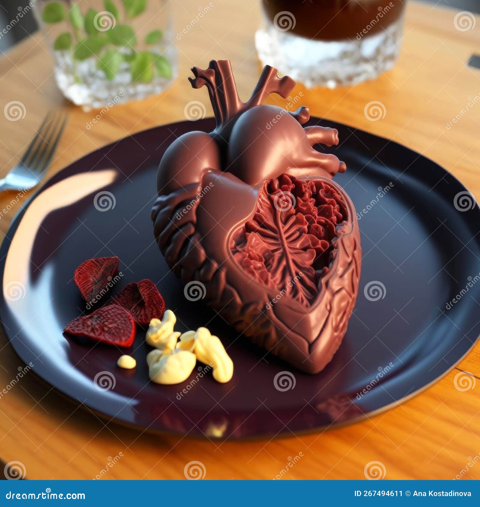 Chocolate Anatomical Human Heart on a Plate. AI Generated Stock ...