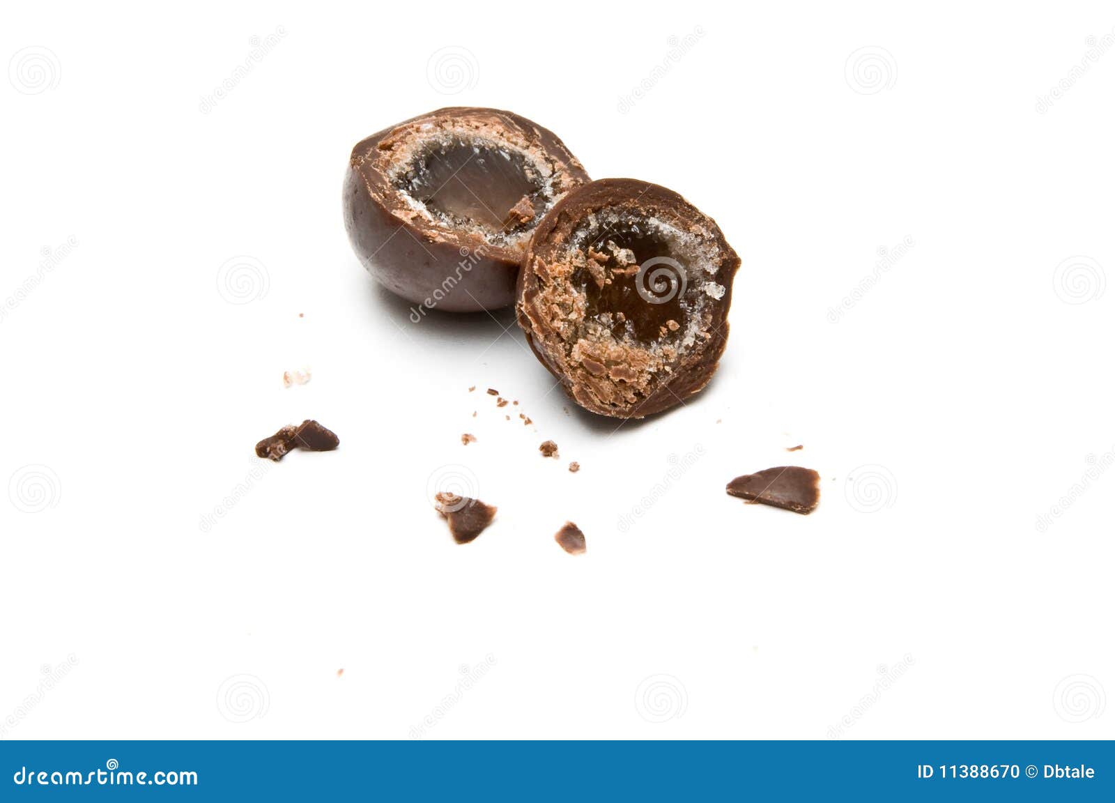 Chocolate ball cut in half stock photo. Image of crumbs - 11388670