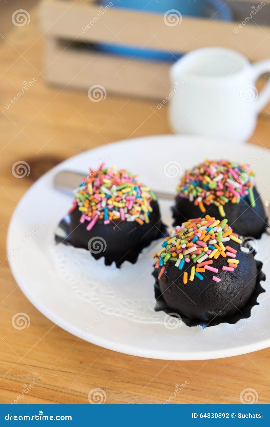 Chocolate Ball with Topping Stock Photo - Image of wood, party: 64830892