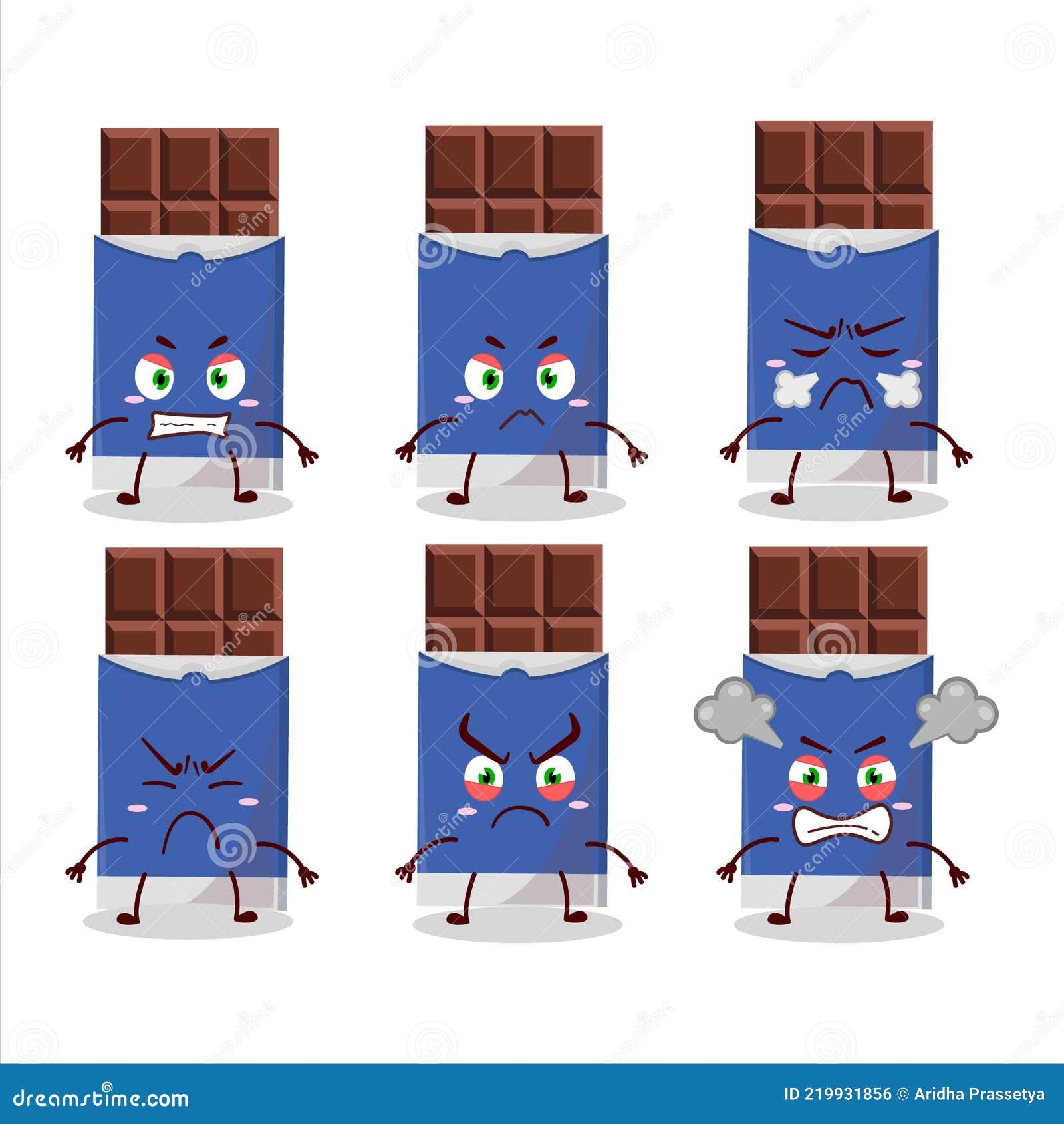Chocolate Bar Cartoon Character with Various Angry Expressions Stock ...