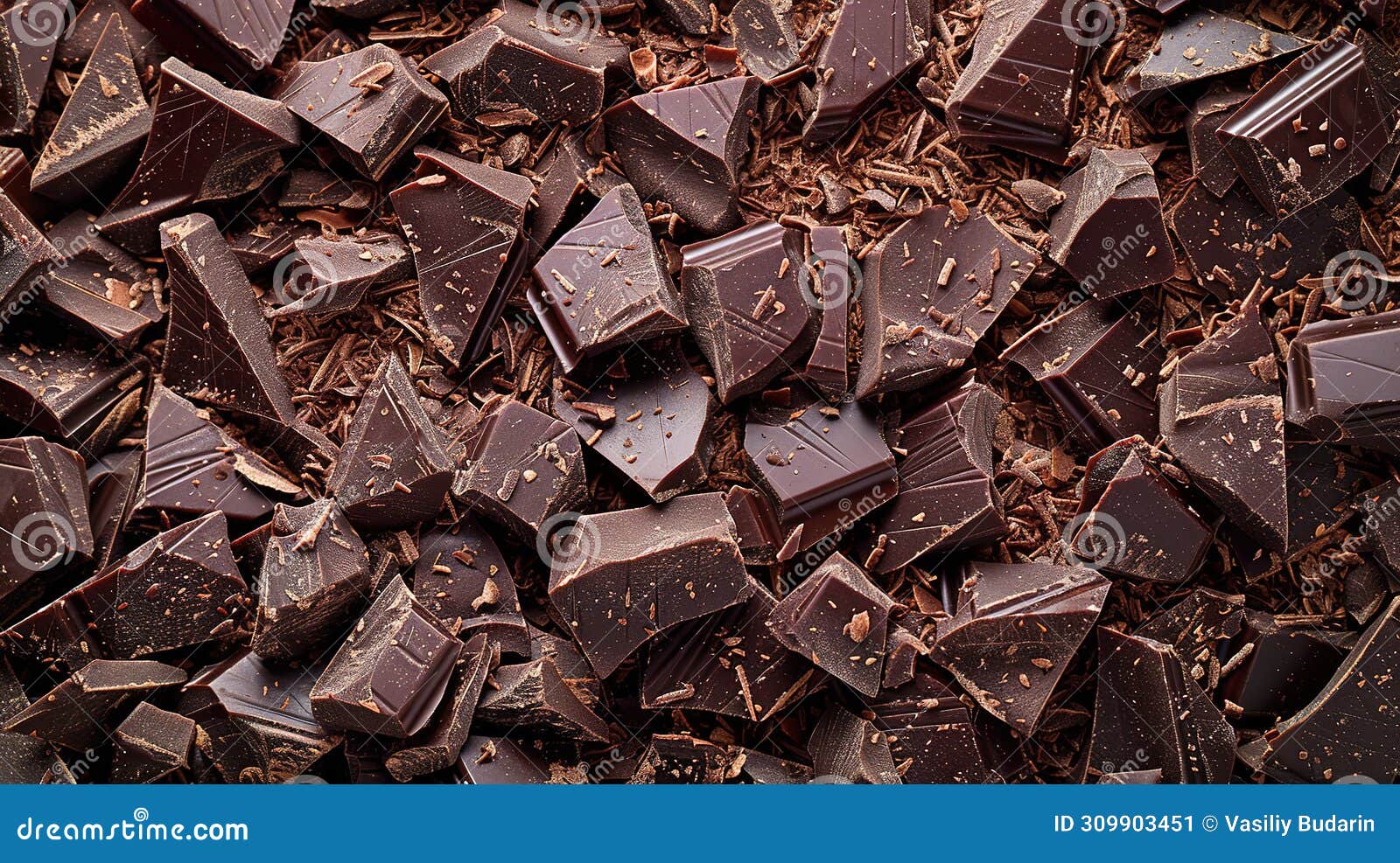 Chocolate Bar Chunks and Pieces on Chocolate Background Stock Image ...