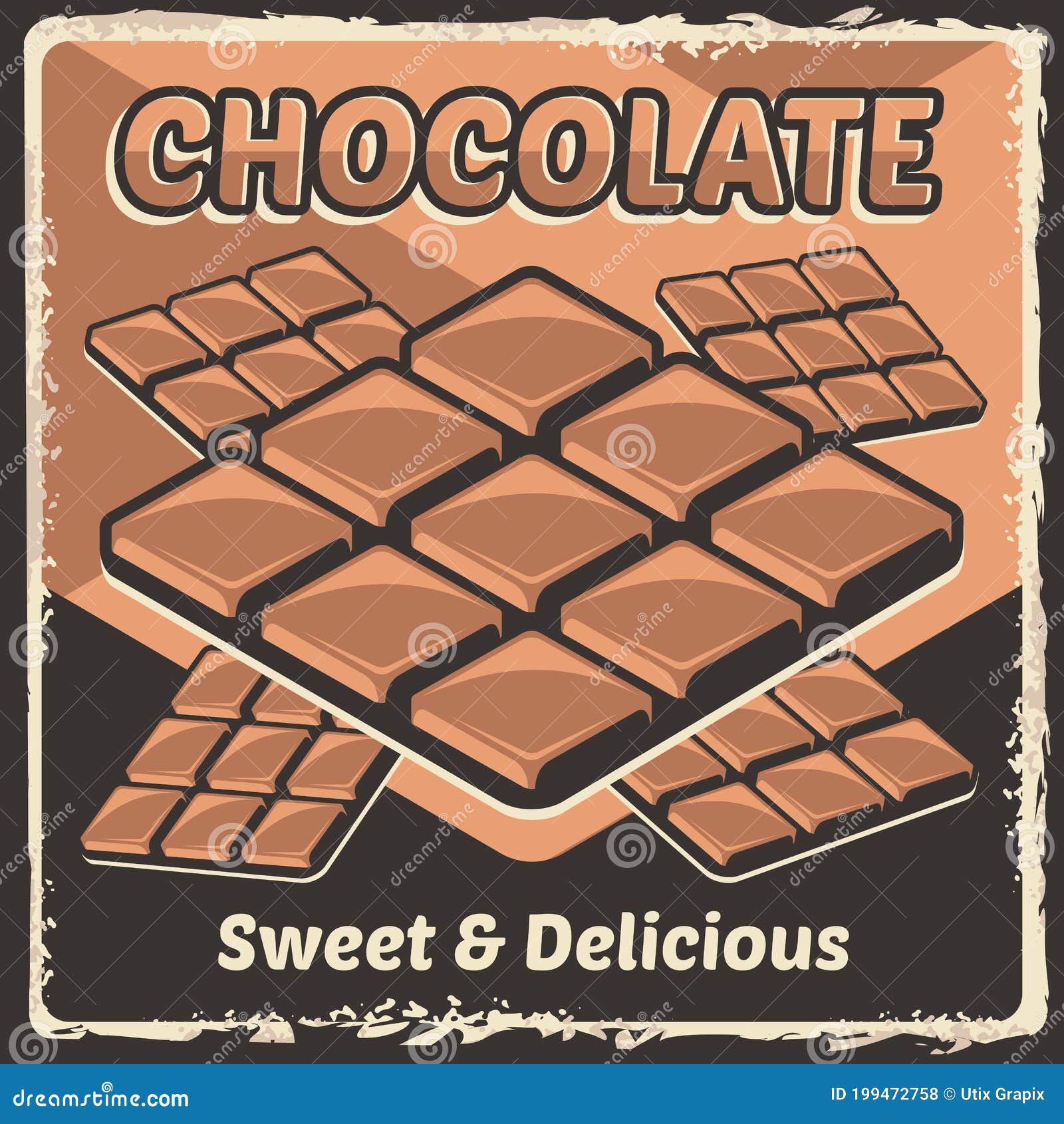 Chocolate Bar Cocoa Choco Rustic Classic Retro Vintage Signage Poster ...
