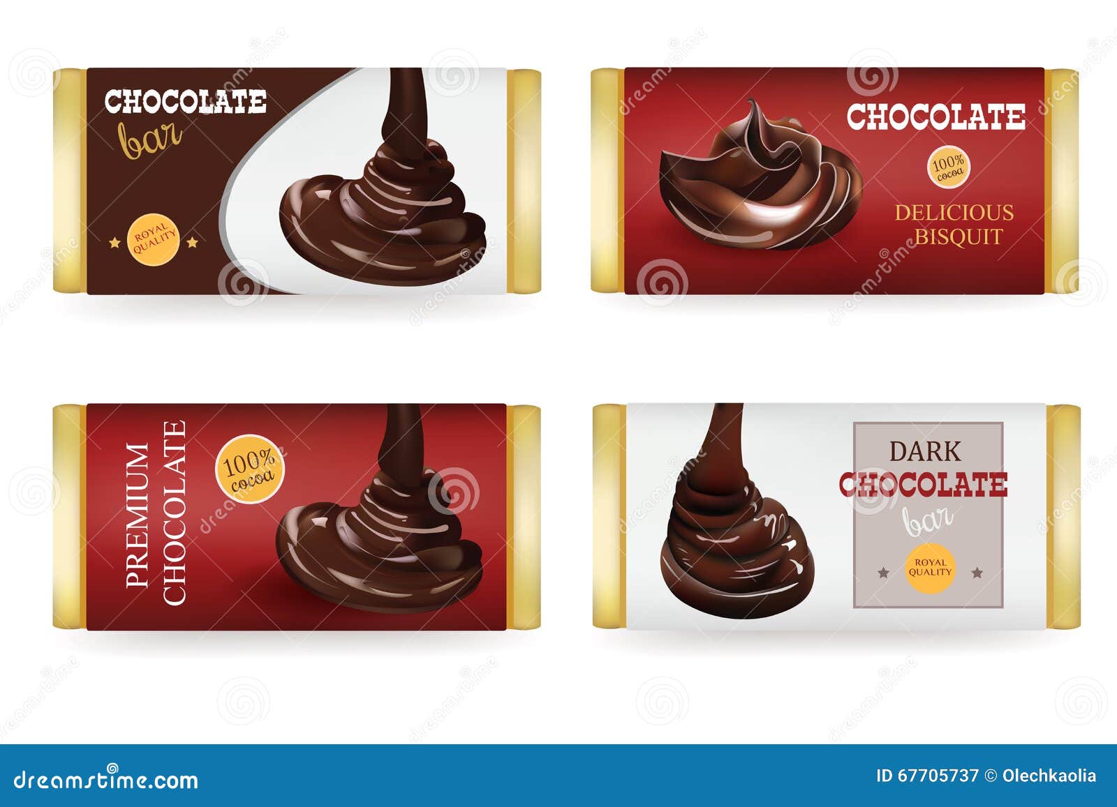 Chocolate Bar Design Templates on White Background. Liquid Puoring ...