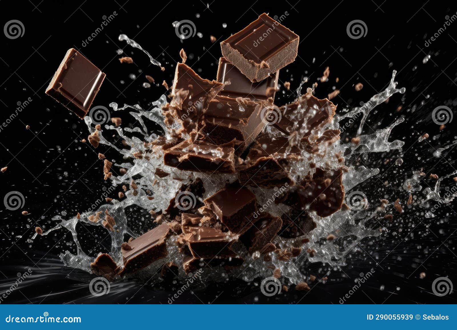 Chocolate Bar Exploding in Water, Creating a Cloud of Chocolatey Foam ...