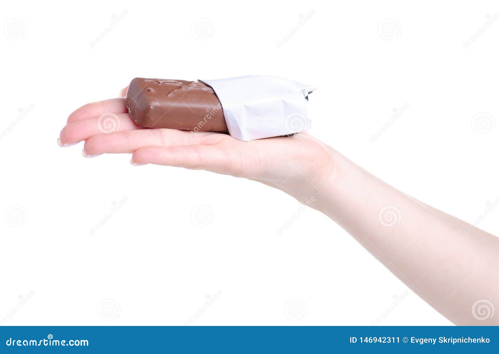 Chocolate bar in hand stock image. Image of ingredient - 146942311