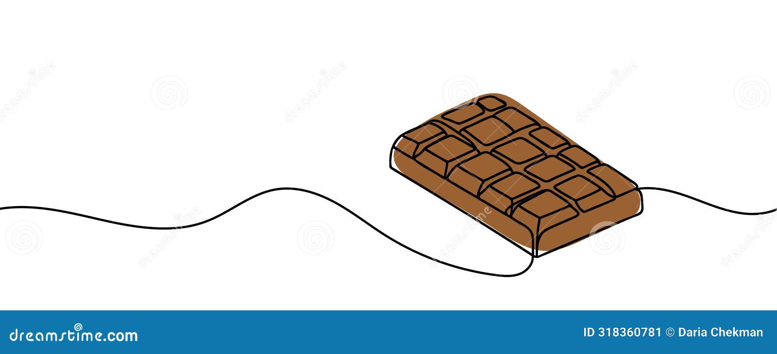 Chocolate Bar One Continuous Line Drawing. Unfolded Chocolate Minimal ...