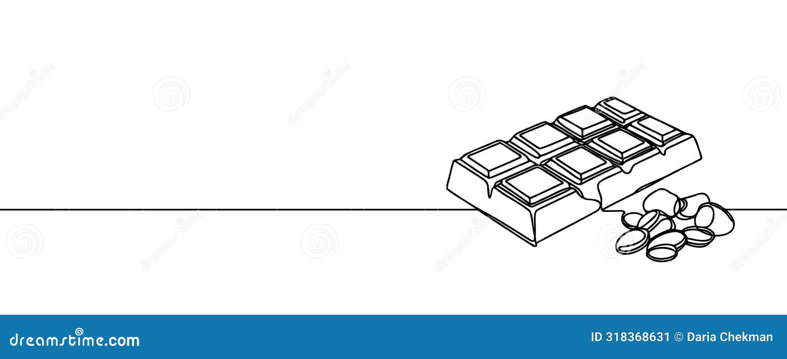 Chocolate Bar One Continuous Line Drawing. Unfolded Chocolate Minimal ...