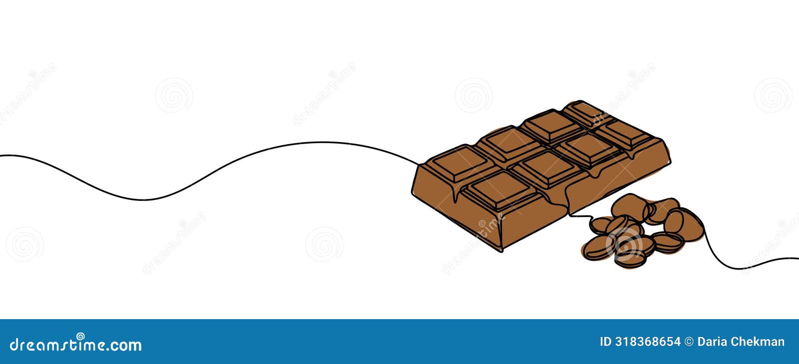 Chocolate Bar One Continuous Line Drawing. Unfolded Chocolate Minimal ...