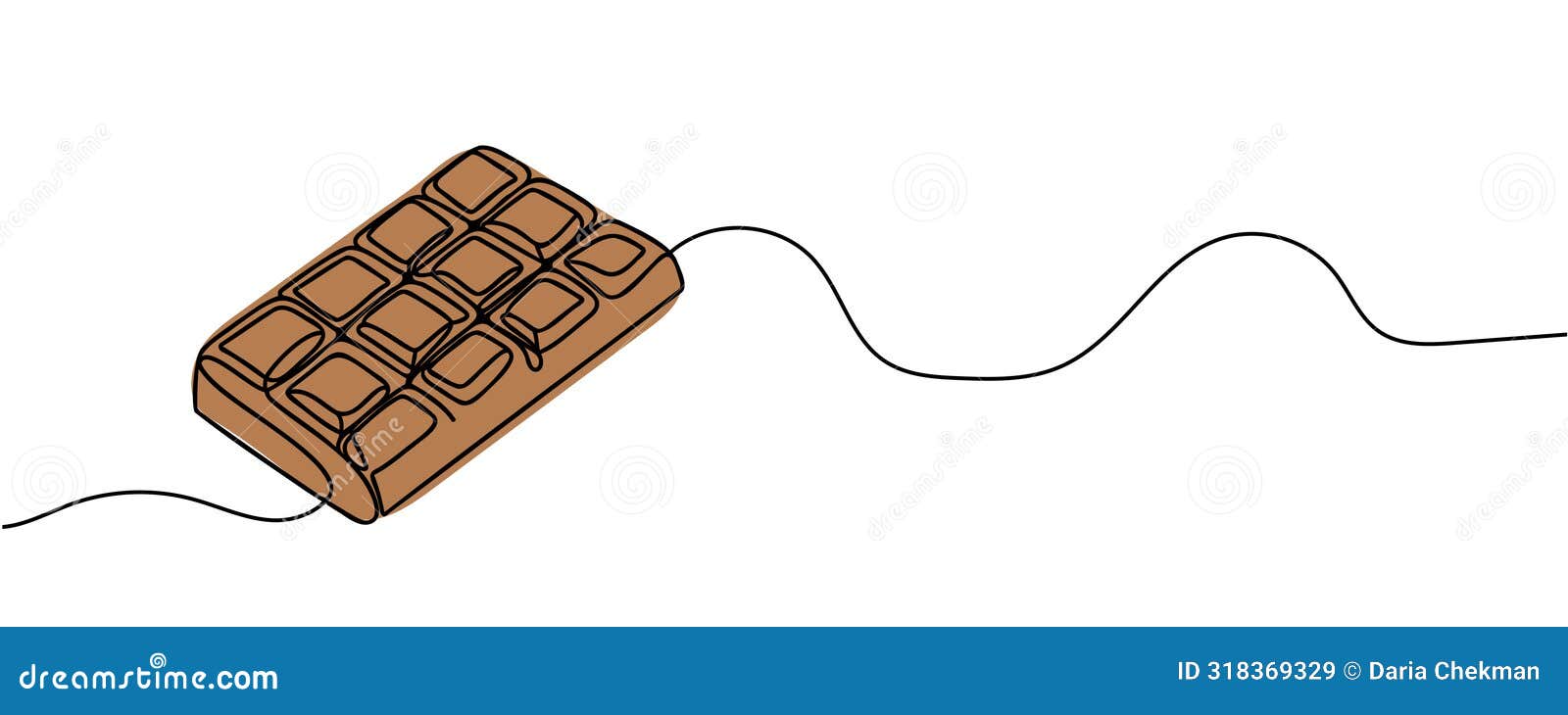 Chocolate Bar One Continuous Line Drawing. Unfolded Chocolate Minimal ...
