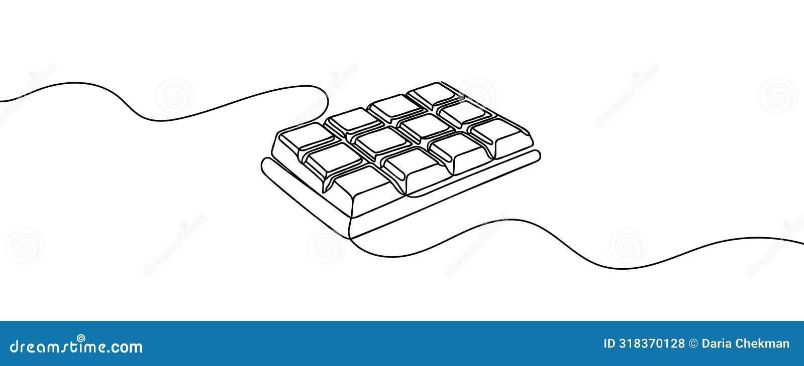 Chocolate Bar One Continuous Line Drawing. Unfolded Chocolate Minimal ...