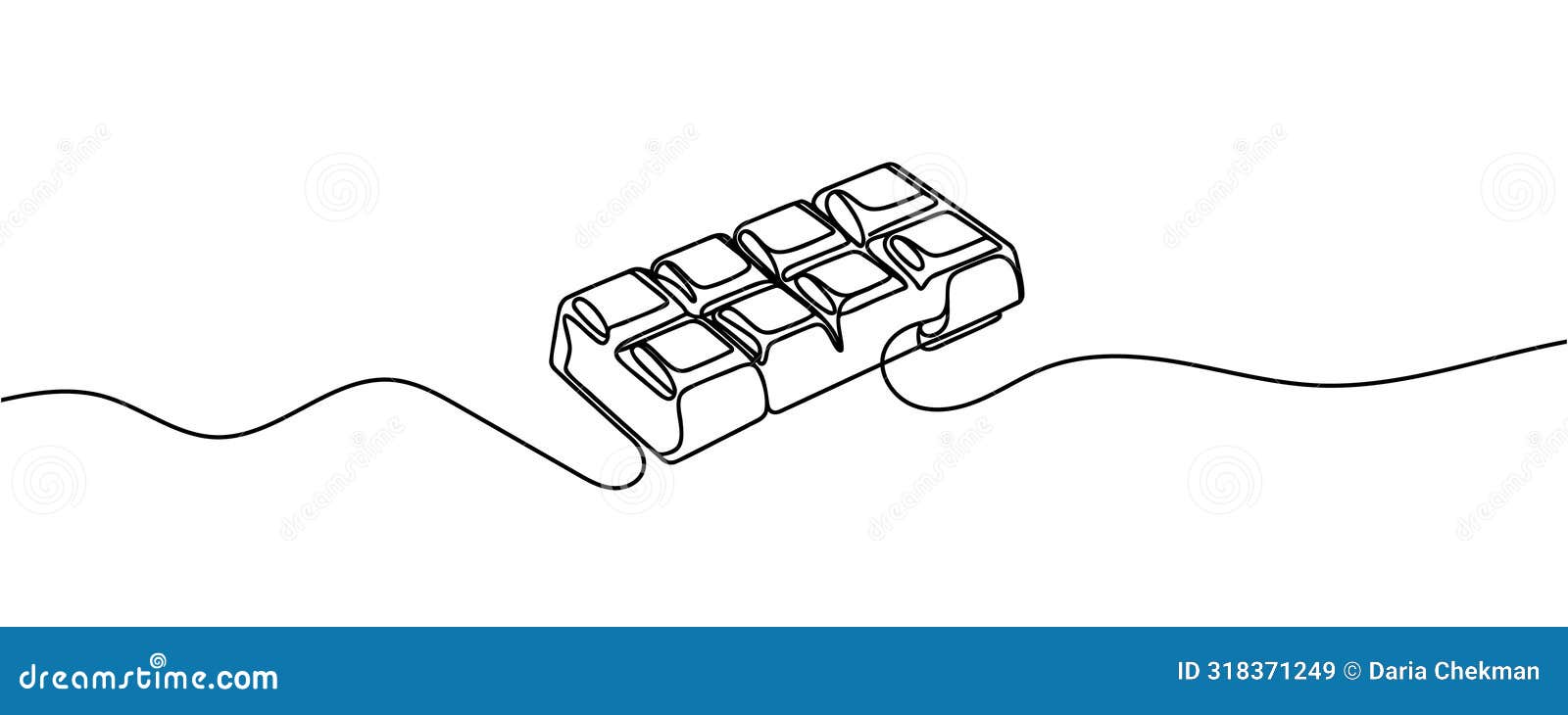 Chocolate Bar One Continuous Line Drawing. Unfolded Chocolate Minimal ...