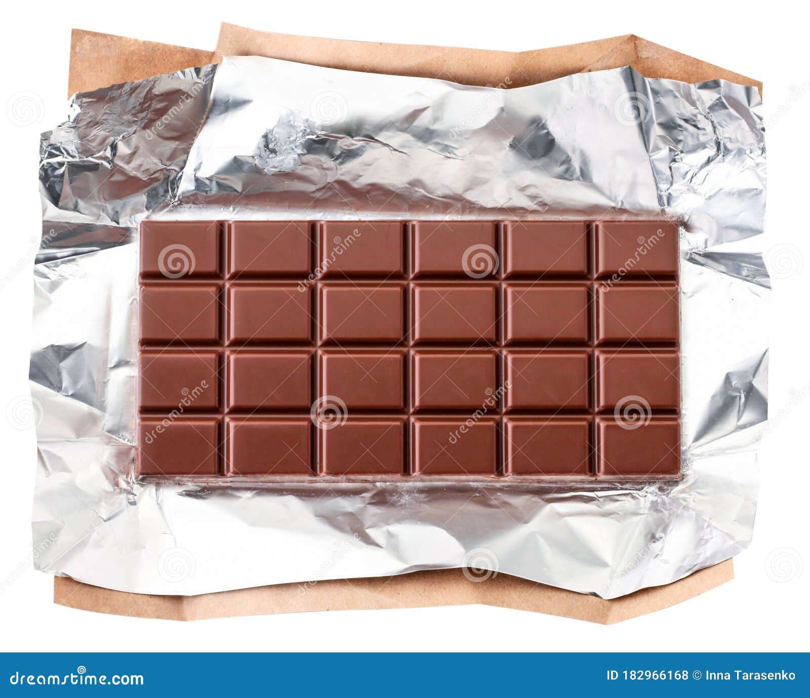 Chocolate Bar in Open Packaging on a White Background Isolated. the ...