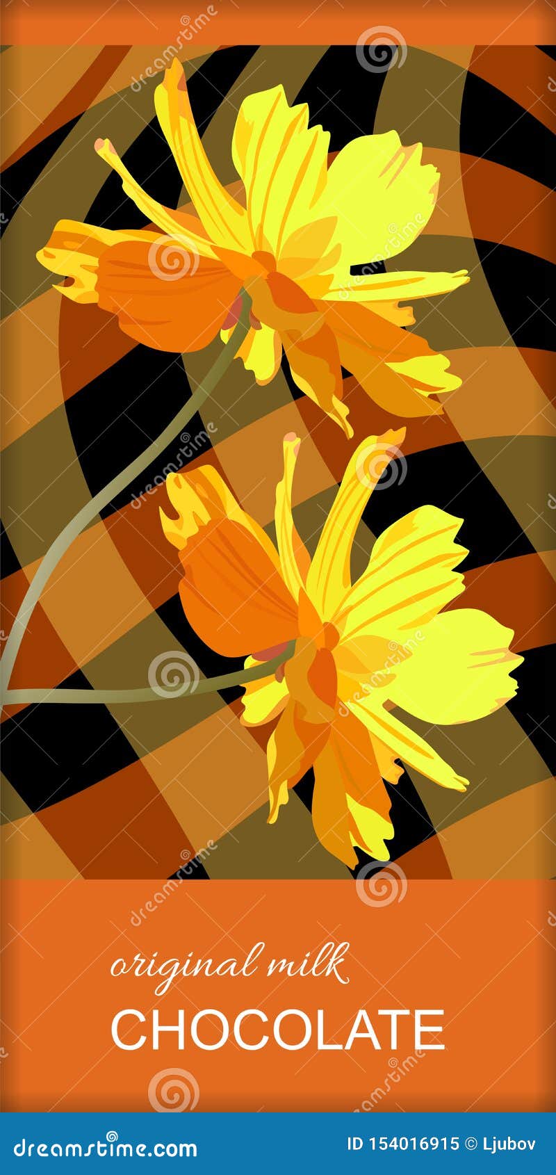 Chocolate Bar Package Design with Yellow Flowers on Brown Checkered ...