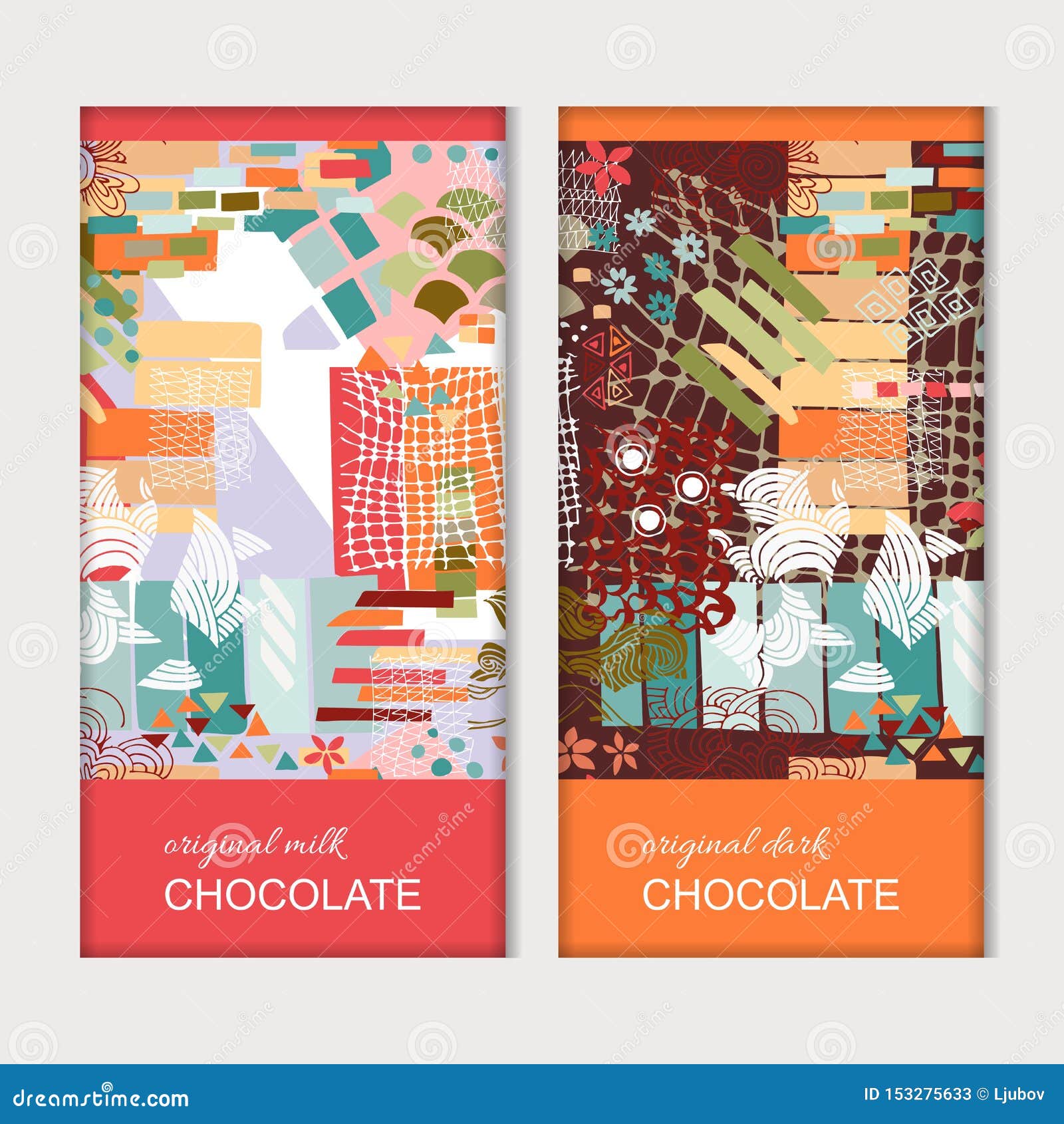 Chocolate Bar Packaging. Bright Template with Colorful Abstract ...