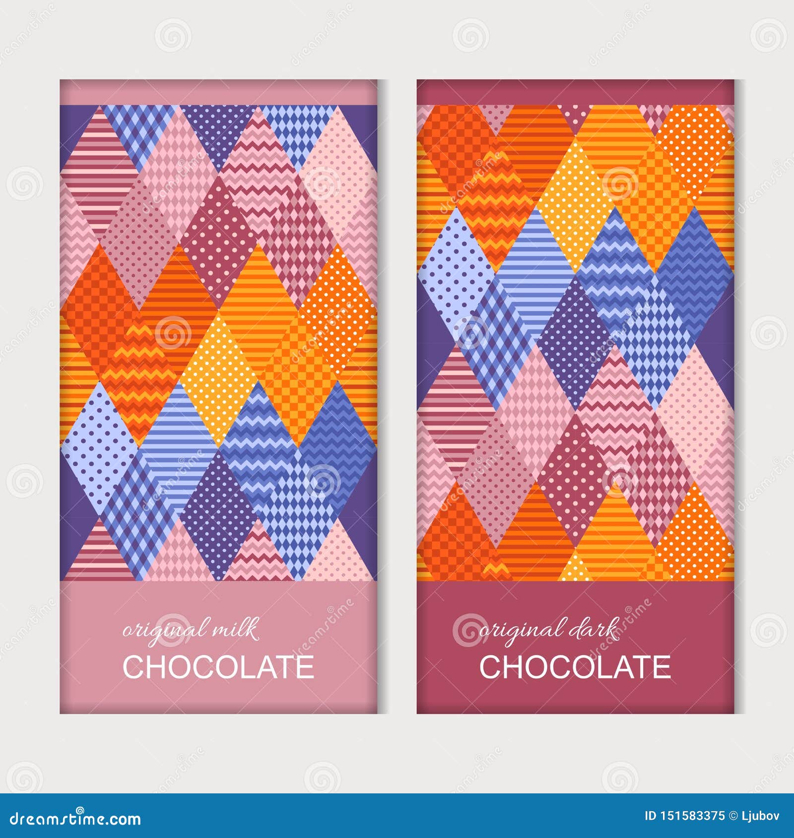 Chocolate Bar Packaging. Trendy Template with Patchwork Pattern Stock ...